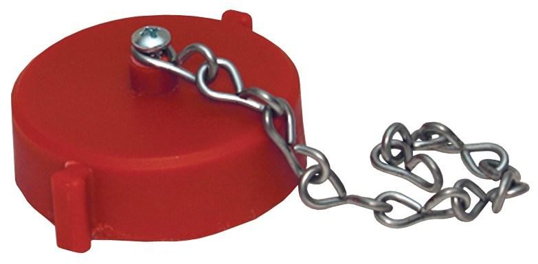 3" NST RED STYRENE CAP W/ CHAIN - Specialties Company of Freeport