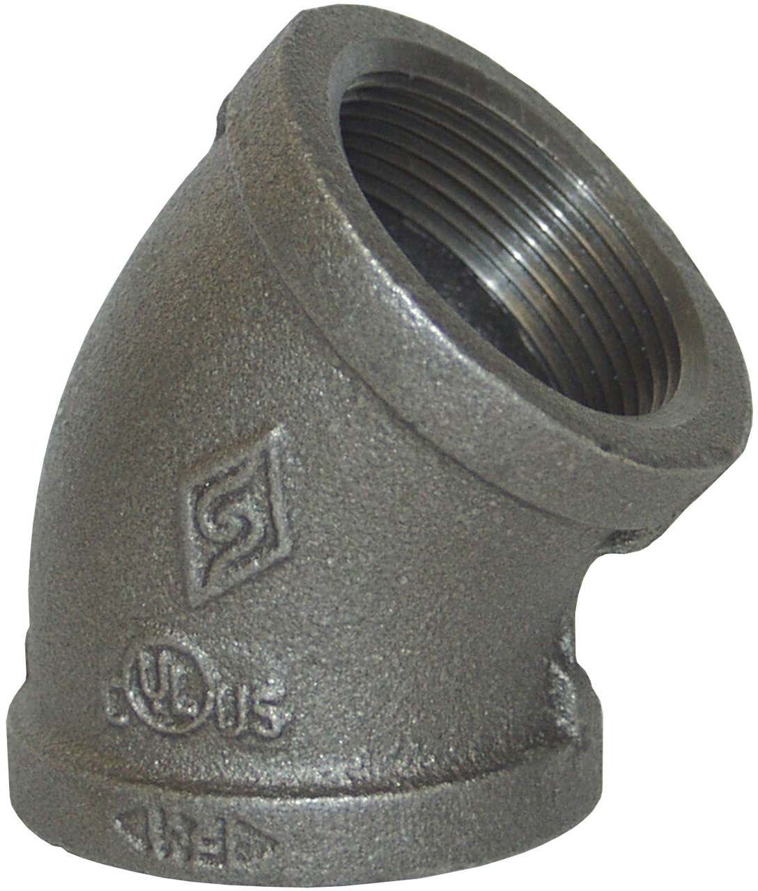 2-1/2" FNPT 45° Threaded Elbow 150# Iron - Specialties Company of Freeport