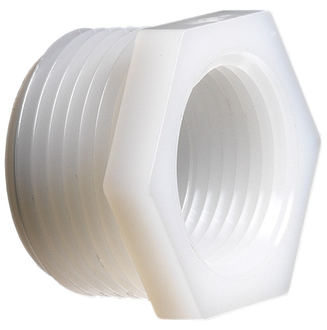 Nylon Reducing Bushing 1" Male NPT x 3/4" Fem NPT - Specialties Company of Freeport