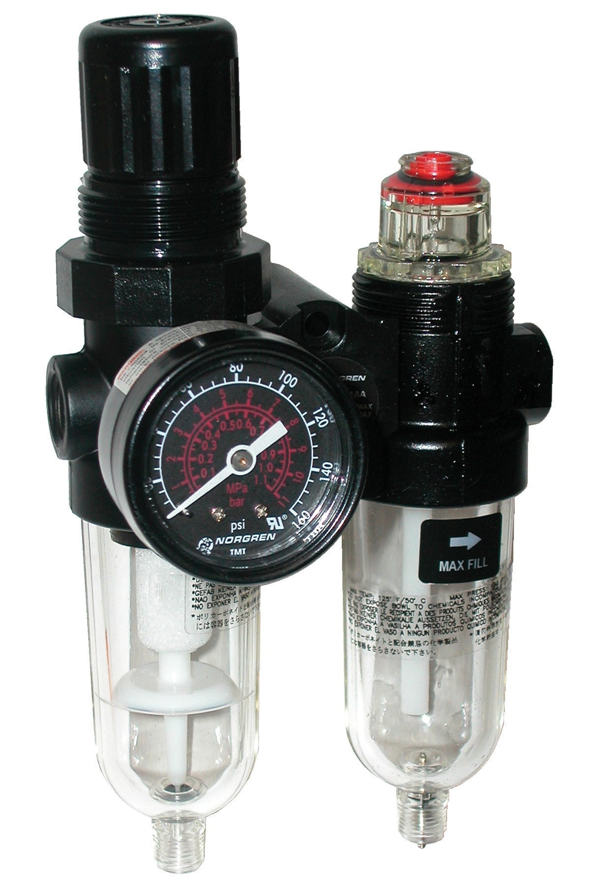 1/8" Micro Mate Combo FRL w/Gauge Series-1, 2-Pipe Connections ...